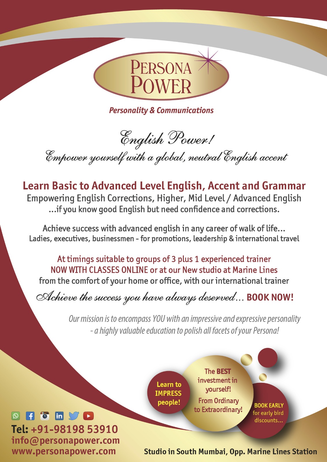 ENGLISH CLASSES LAUNCHED! - PERSONA POWER